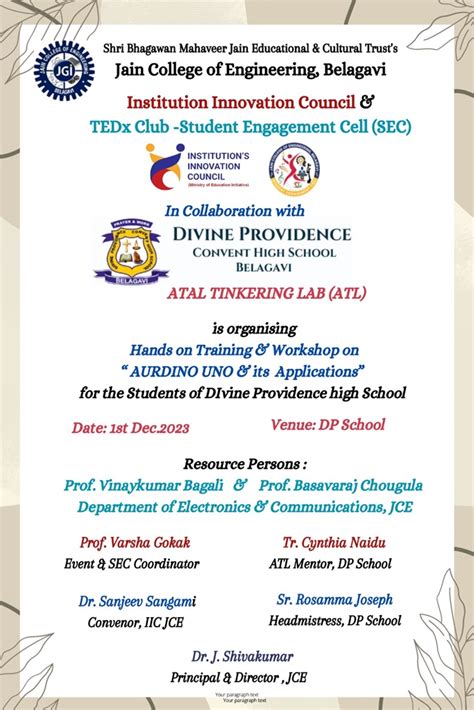 Hands On Training And Workshop On Arduino UNO And Its Applications JCE Jain College Of