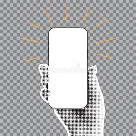 Template Of Phone In Halftone Hand Stock Illustration Illustration Of