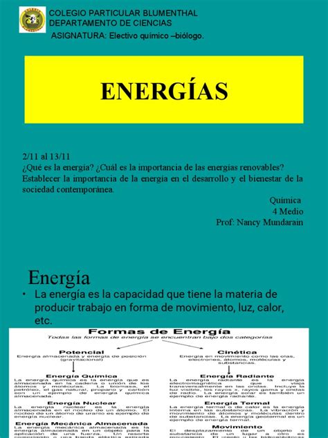 Energia Y Tipos De Energia Pdf Energía Renovable Naturaleza