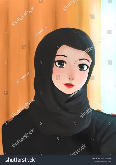Drawing Hijab Girl Using Refrence Stock Illustration 2261736577