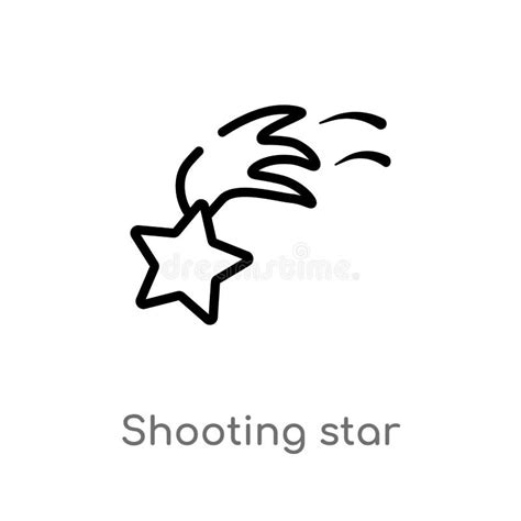 Outline Shooting Star Vector Icon Isolated Black Simple Line Element Illustration From