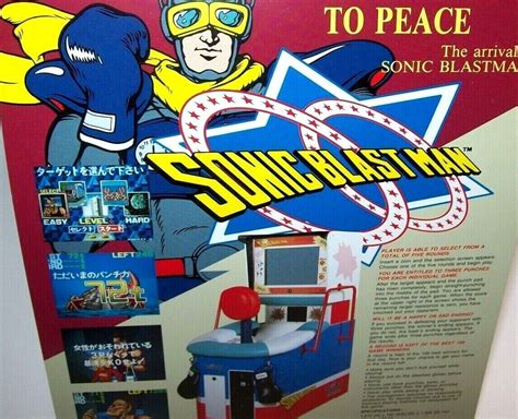 Sonic Blast Man Arcade Flyer Original Taito Nos Video Game Art Promo 1990 Japan Ephemera