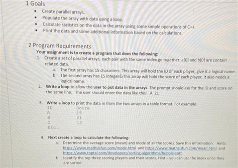 Solved 1 Goals Create Parallel Arrays • Populate The Array