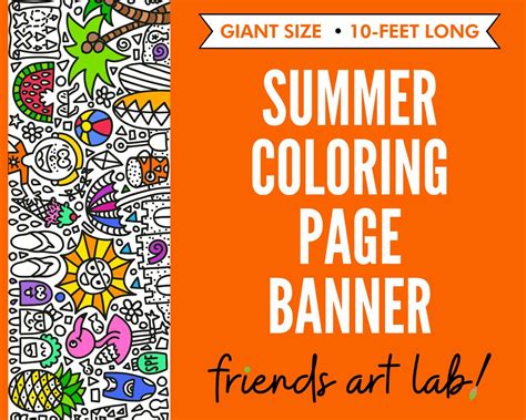 Giant 10 Foot Summer Coloring Page Banner Coloring Poster Etsy
