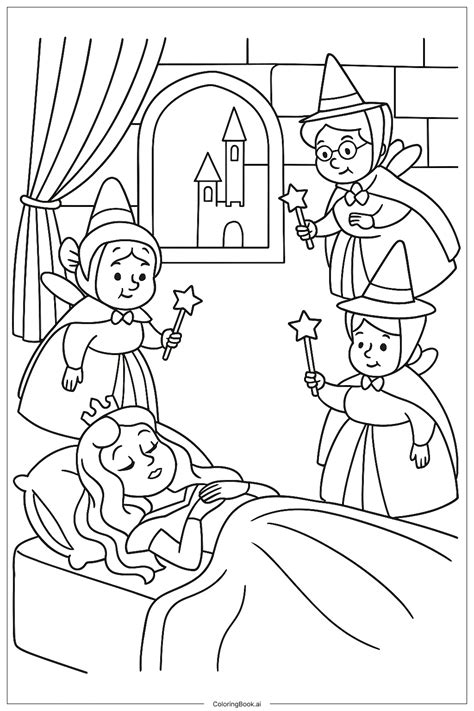 디즈니 공주 잠자는 숲속의 미녀 색칠 페이지 900x700