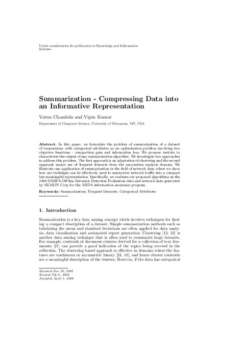 pdf summarization compressing data into an informative representation
