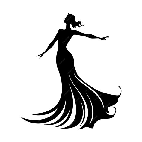 Premium Vector Silhouette Of A Dancing Girl In A Long Dress Vector