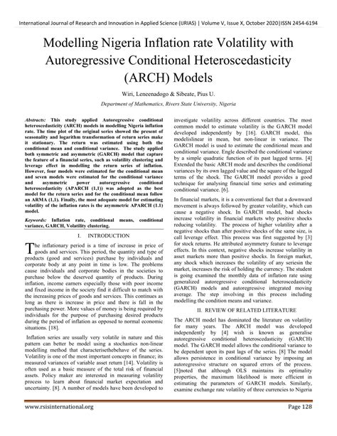 Pdf Modelling Nigeria Inflation Rate Volatility With Autoregressive Conditional