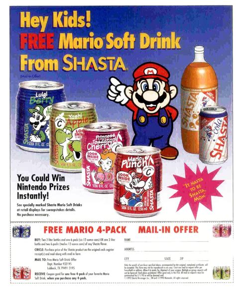 Mario Soft Drinks From Shasta Nostalgia