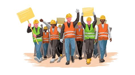Premium Vector Group Of Workers Wearing Safety Helmet Marching In