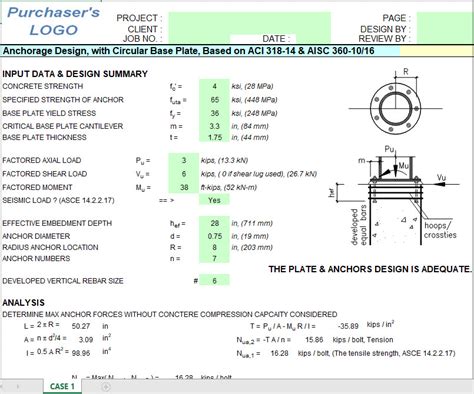 Anchor Bolt Design Spreadsheet Klorise
