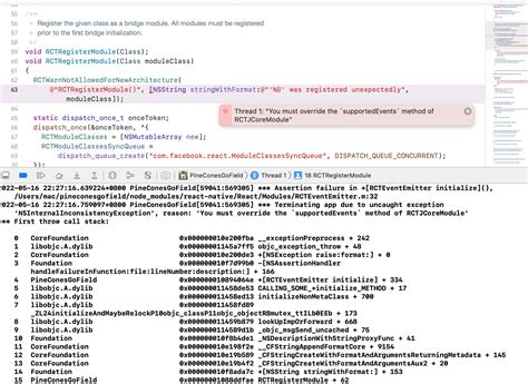 Thread 1 You Must Override The `supportedevents` Method Of Rctjcoremodule · Issue 33839