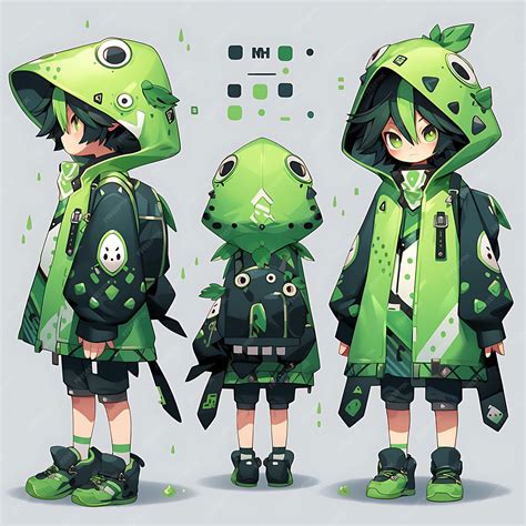 Premium Photo Character Anime Of Male Chibi Kawaii Hacker Fashion Matrix Green Binary Code Cu