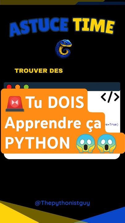 🚨tu Dois Savoir ça En Python 😱 Apprendre Python Facile