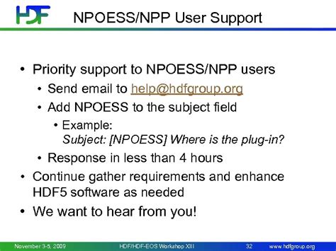 The HDF Group Support For NPP NPOESS By The