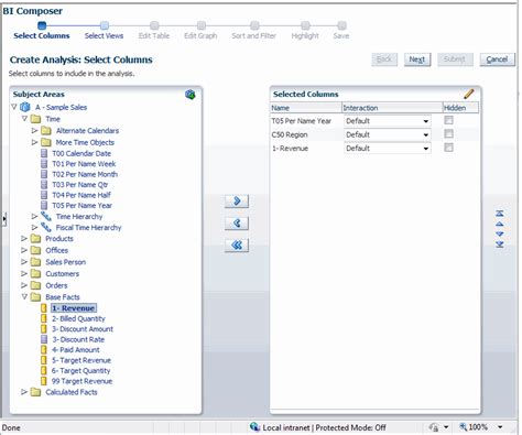 using bi composer to work with analyses