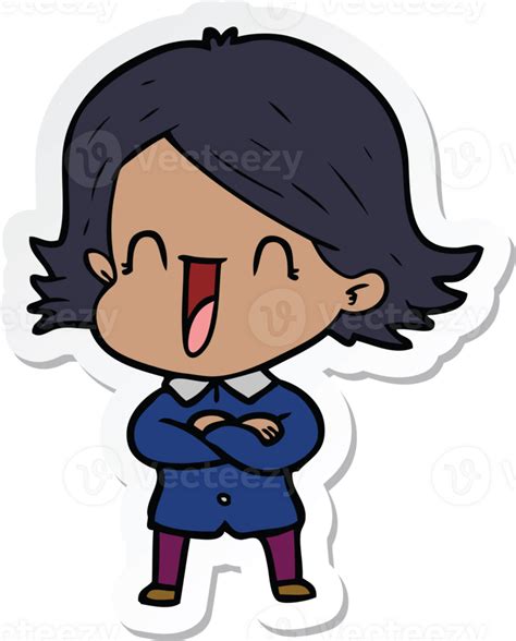 Sticker Van Een Cartoon Lachende Vrouw 44935018 Png