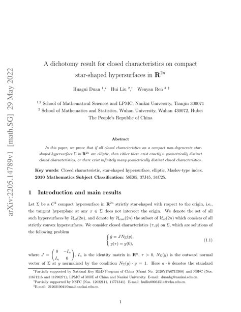Pdf A Dichotomy Result For Closed Characteristics On Compact Star Shaped Hypersurfaces In