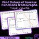 Pre Calculus Find Values Of Inverse Functions From Graphs Task Cards