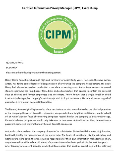 Cipm Exam Dump Revised V 2 Pdf