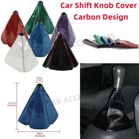 Car Gear Shift Knob Cover Carbon Fiber Pvc Leather Cover Gear Shift