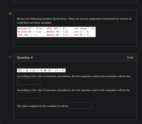 Solved Review The Following Primitive Declarations There Chegg