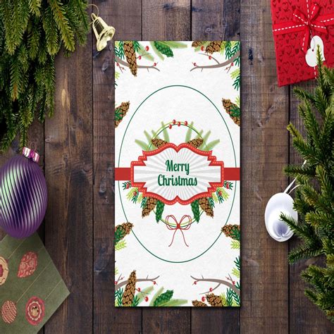 手绘松果装饰元素圣诞节贺卡设计模板 Christmas Card Template 设计素材分享 一流设计网