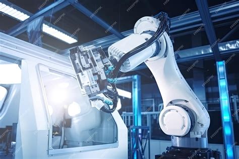 Premium Photo Robotic Arm Assembling Component For Aircraft In Futuristic Factory Created With