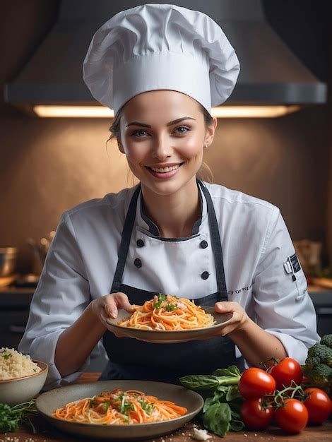 Women Chef Making Cooking Premium Ai Generated Image