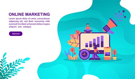 캐릭터와 온라인 마케팅 일러스트 개념입니다 배너 프레젠테이션 소셜 미디어 포스터 광고 및 프로 모션에 대 한 템플릿 개념에 대한 스톡 벡터 아트 및 기타 이미지 Istock