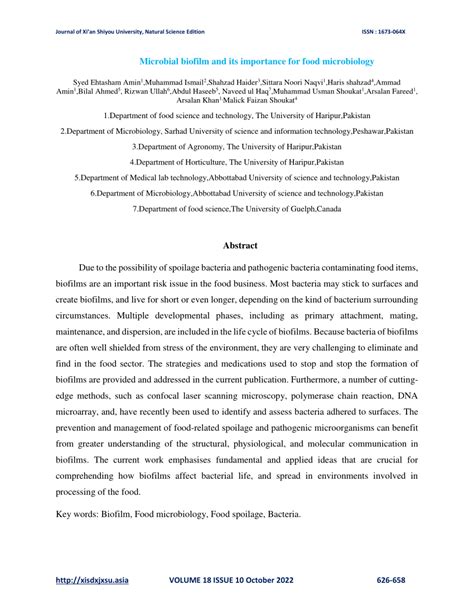 PDF Microbial Biofilm And Its Importance For Food Microbiology