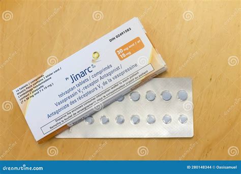 Top View Of A Jinarc Medicine Pills Box That Contains The Active Ingredient Tolvaptan Editorial
