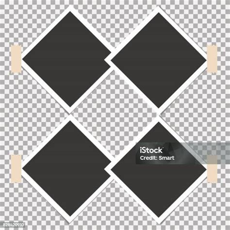 회색 배경에 스티커 테이프와 사진 프레임입니다 서식 파일 유행 사진에 대 한 빈 공란에 대한 스톡 벡터 아트 및 기타 이미지 공란 끈적거리는 단순함 Istock