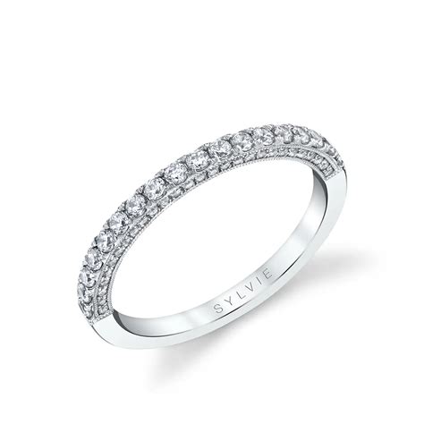 Pave Diamond Wedding Band Pave Wedding Rings Sylvie Jewelry