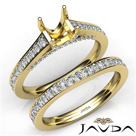 Princess Diamond Engagement Semi Mount Ring Bridal Sets 14k Gold 1