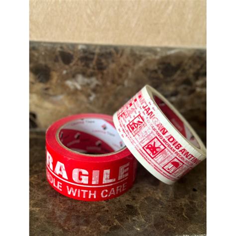 Jual Lakban Fragile Unboxing 48 Mm X 60 Meter 65yrd Lakban Merah Putih Fragile Unboxing