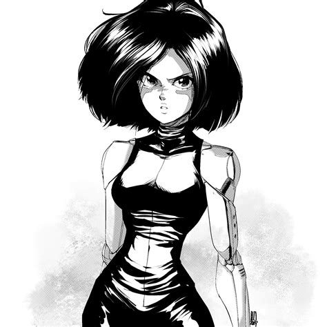 Alita Battle Angel Alita Anime Oldschool Monochrome Anime