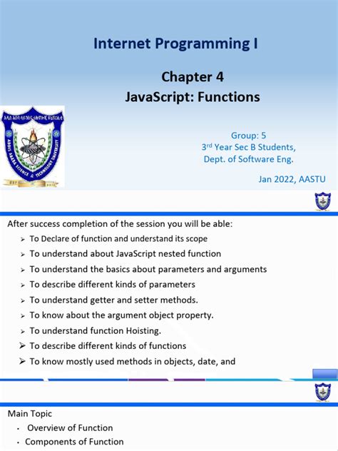 Ch 4 Javascript Functions Pdf Java Script Scope Computer Science