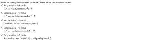 solved answer the following questions related to the rank
