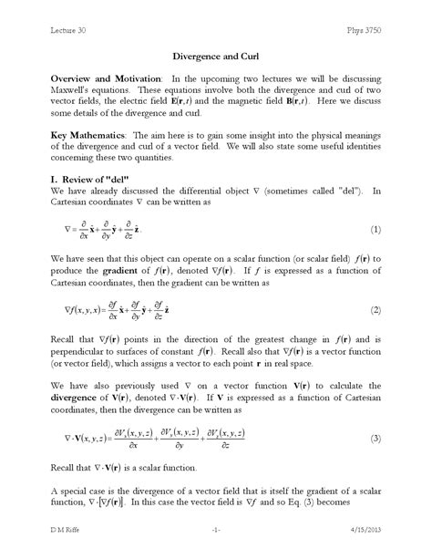 Divergence And Curl Wave Phenomena Lecture Slides Docsity
