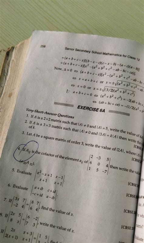 If Aij Is The Cofactor Of The Element Aij Of ∣∣ 261 −30 55 [cbse ∣∣ 1