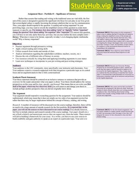 Annotated Assignment Sheet Pdf