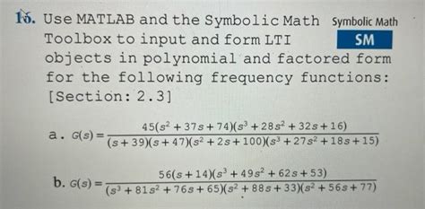 Solved W Use Matlab And The Symbolic Math Symbolic Math