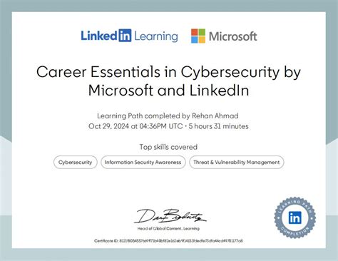Rehan Ahmad On Linkedin Cybersecurity Linkedinlearning Microsoft