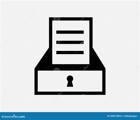 Document Archive Icon Secure Storage Cabinet Lock Business File Organise Management Black