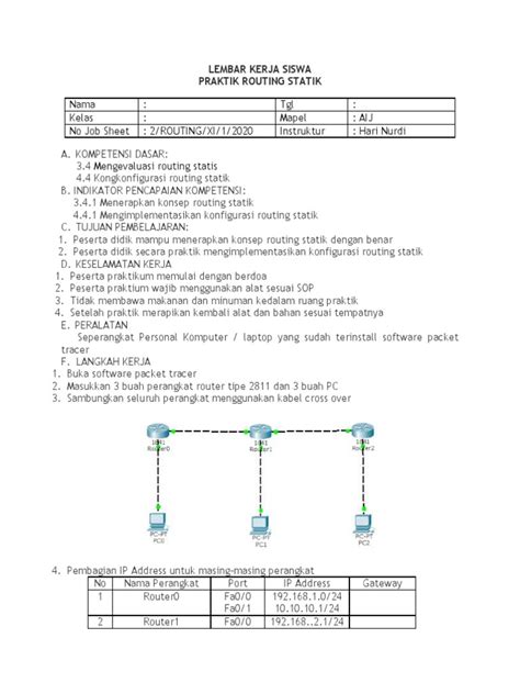 lembar kerja statik routing pdf