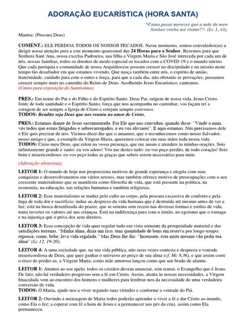 Hora Santa de Adoracao Eucaristica | PDF