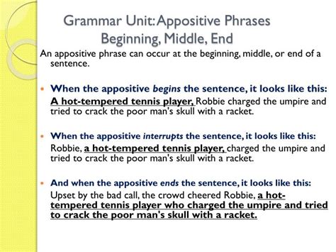 Ppt Grammar Unit The Appositive And Appositive Phrase Powerpoint