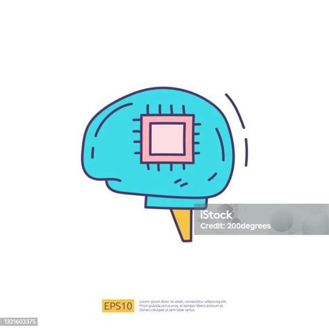 엔지니어링 개발 브레인스토밍 기호를 위한 회로 기판 데이터와 인공 두뇌 칩이 있는 인공 지능 Ai 개념 손으로 그린 낙서 아이콘 벡터 일러스트레이션 Cpu에 대한 스톡 벡터