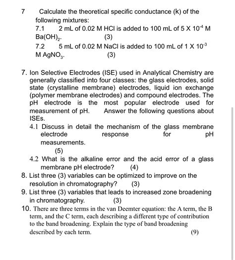 Solved 7 ﻿calculate The Theoretical Specific Conductance K